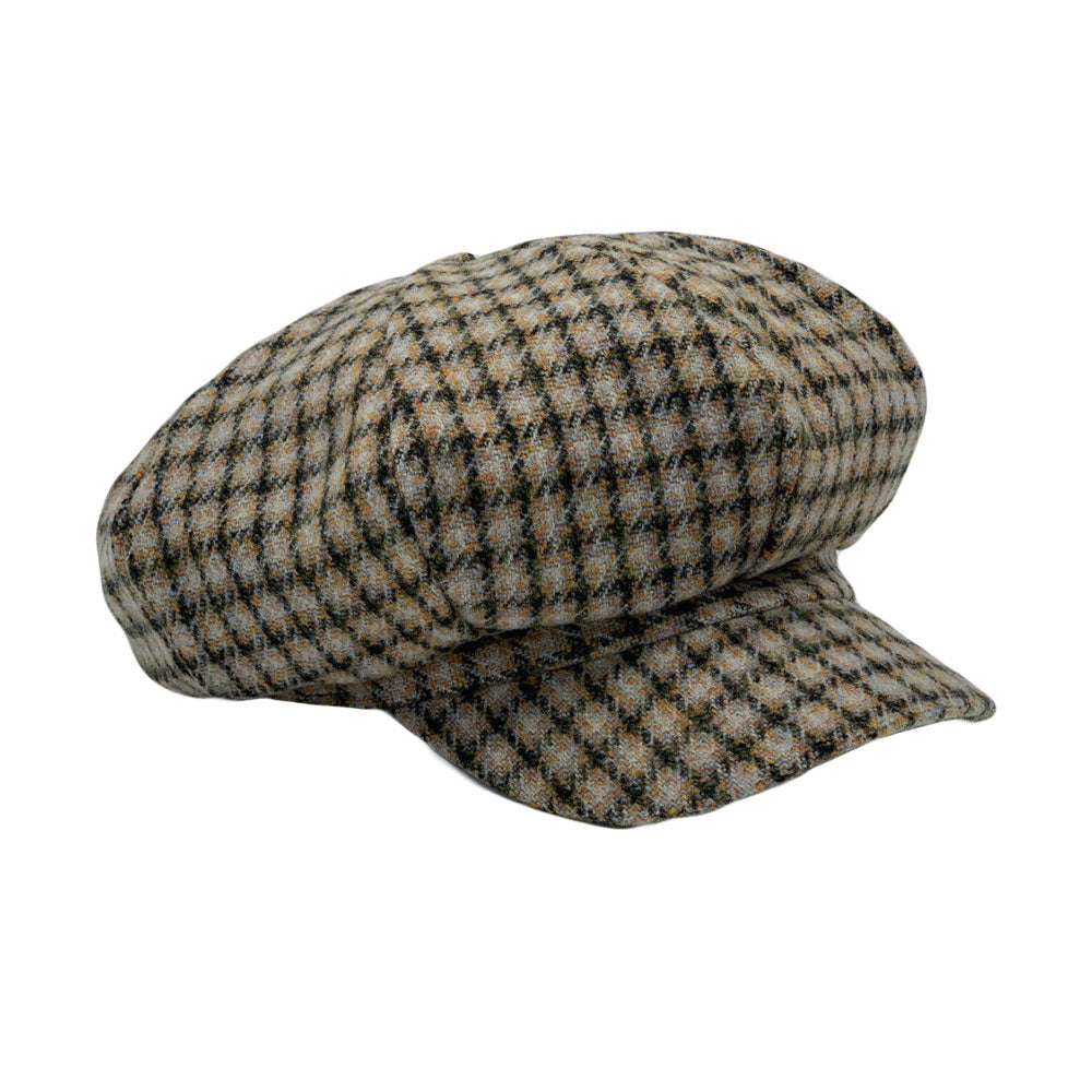 Houndstooth Newsboy Cap - Wool 8 Panel Cabbie Baker Boy Hat Plaid Check ...