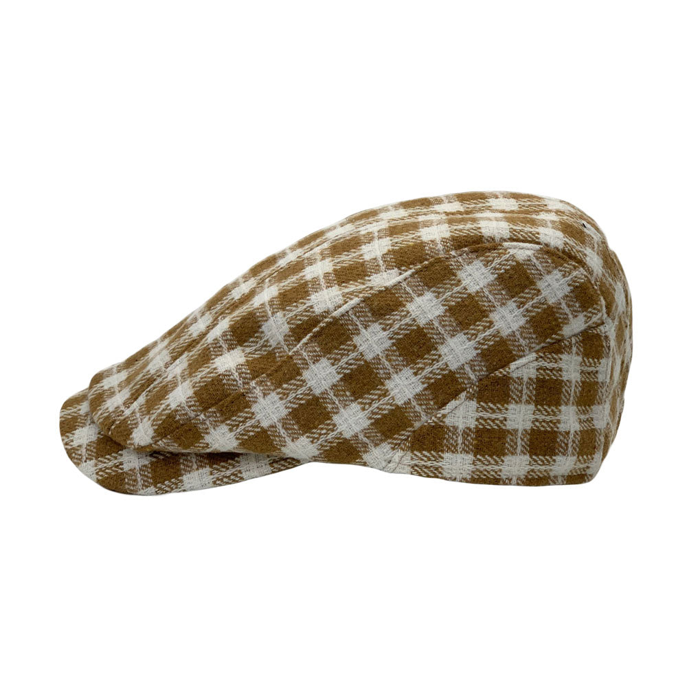 Plaid Check Newsboy Hat Men Adjustable Wool Flat Cap – WITHMOONS